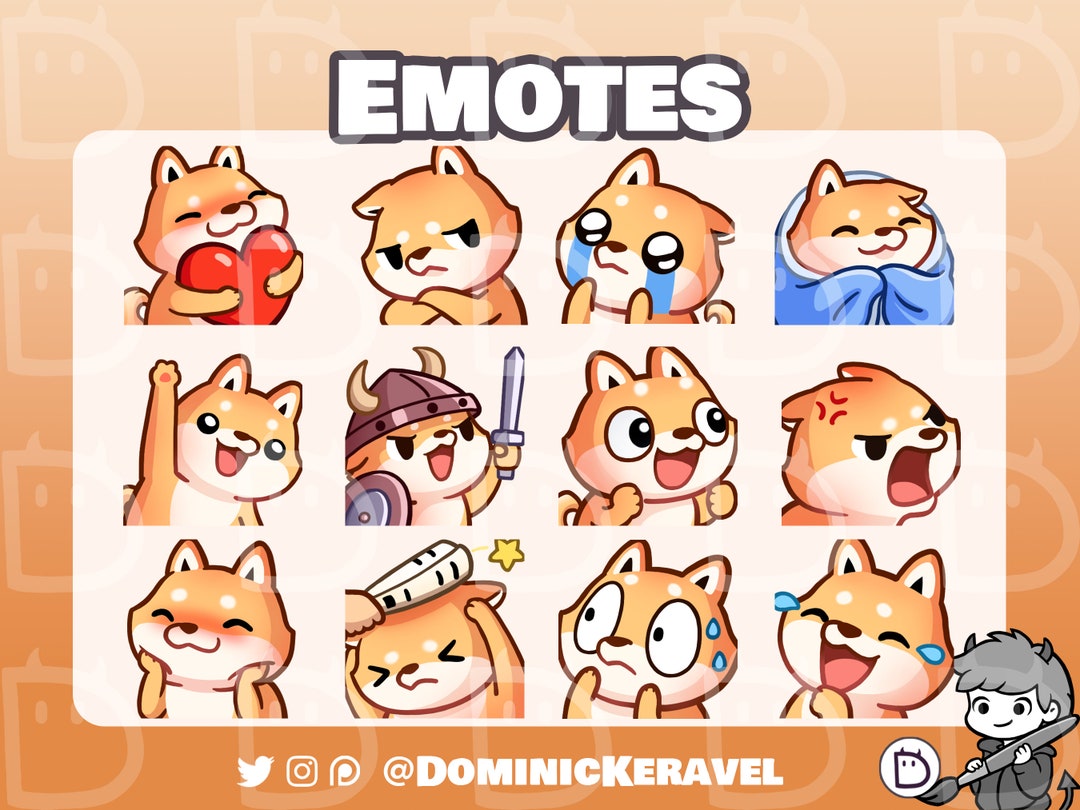 Shiba Inu Emotes (Twitch/Discord) Pack 1 - Lindos emojis de perros para ...