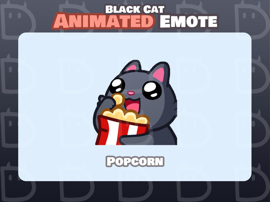 Animated Black Cat Popcorn Emote (1) – Eating Funny Twitch & Discord ...