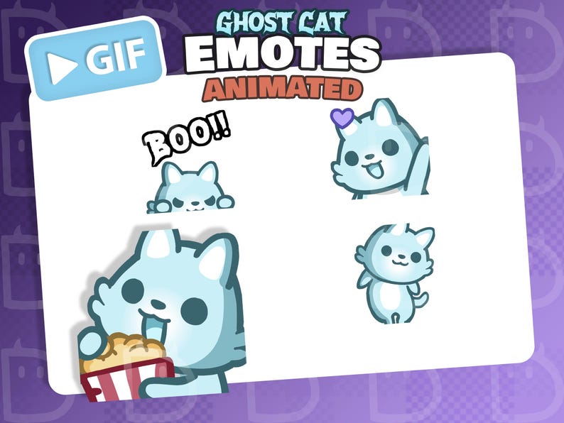 Animated Ghost Cat Emotes (4) - Moving Pack for Twitch and Discord - Etsy