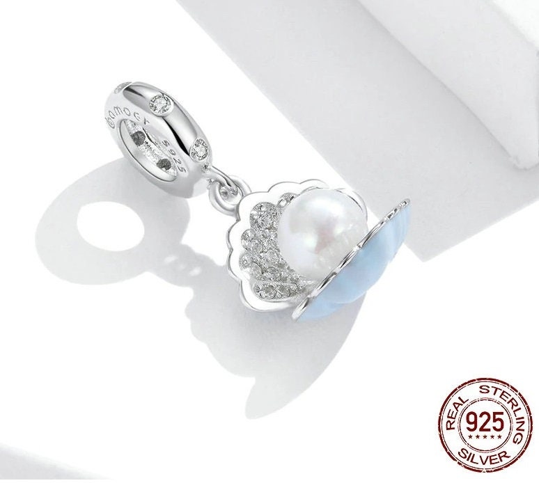 Authentic 925 Sterling Silver Pearl in Shell Pendant Charm | Etsy