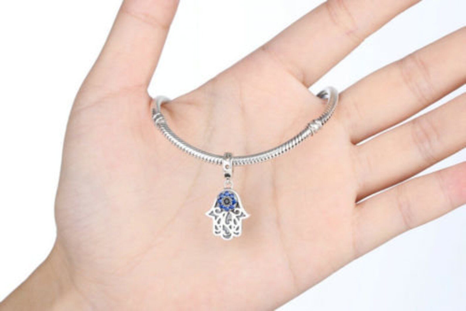 NEW Hamsa Hand Evil Eye Charms 100% 925 Sterling Silver - Etsy