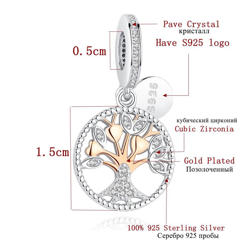 Gold Family Tree Heritage Charm 100% 925 Sterling Silver - Etsy