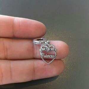 Princess Crown Heart Dangle Charms 925 Sterling Silver Fit Women ...