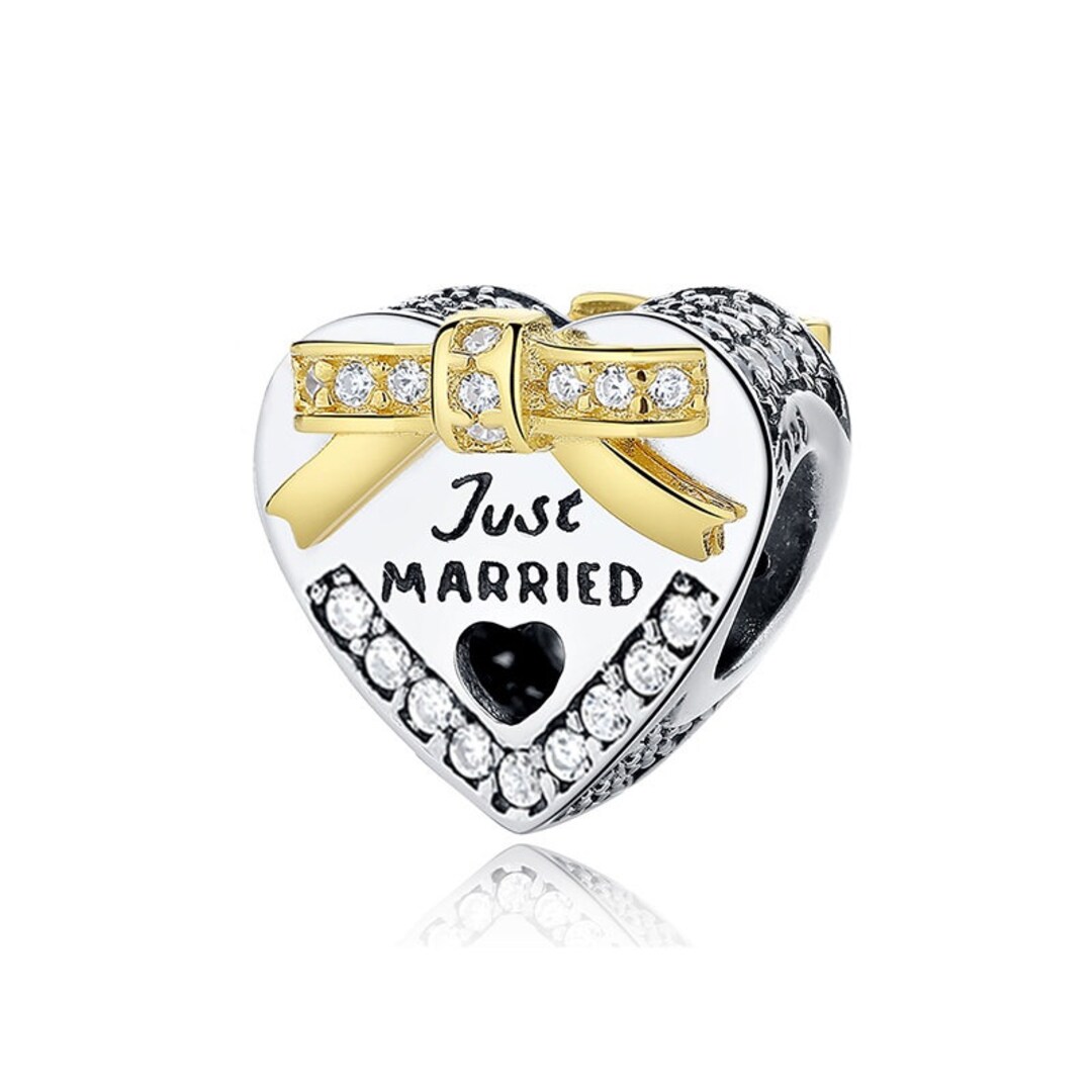 Silver&gold Bound by Love Just Married Charm 100% 925 Steling Silver ...