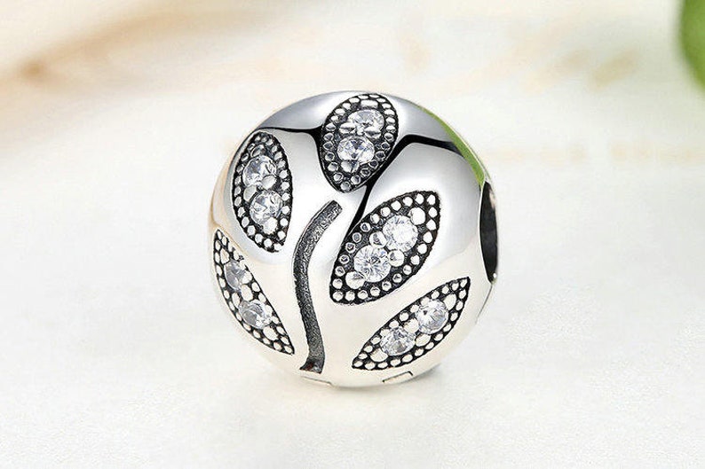 Sparkling Leaves Clip With Studded Leaves and Clear CZ Bead - Etsy