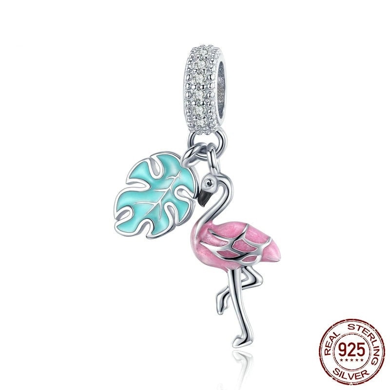 Pink Enamel Flamingo Pendant Charms for Bracelet or Necklace | Etsy