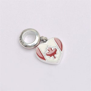 New Canada Heart Flag Charms 100% 925 Sterling Silver Handmade Charms ...