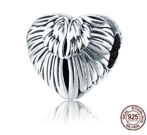 100% Genuine 925 Sterling Silver Angel Wings in Heart Shape | Etsy