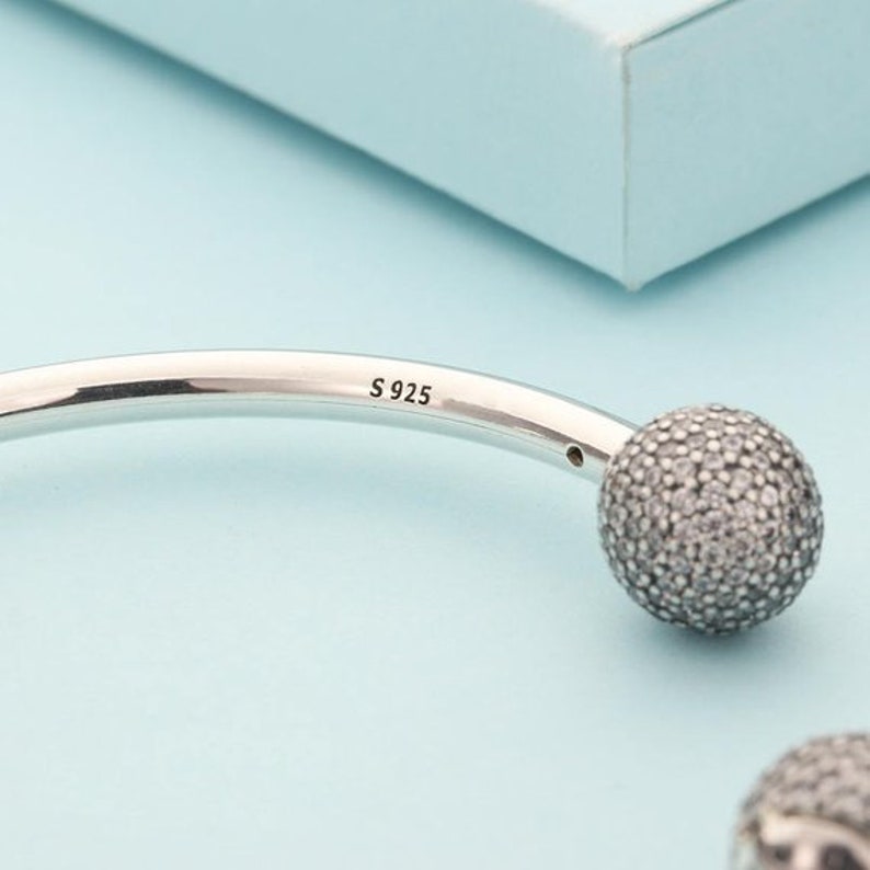 Open Bangle Bracelet 100% Sterling Silver With Cubic Zirconia - Etsy