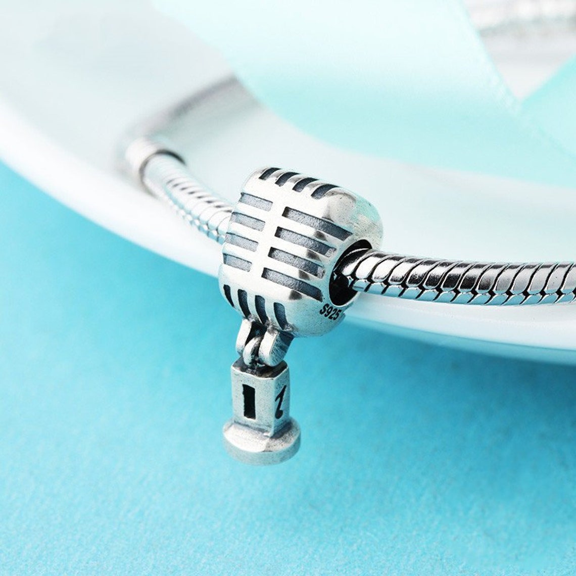 Old Style Microphone With CZ Beads Charms 100% 925 Sterling - Etsy