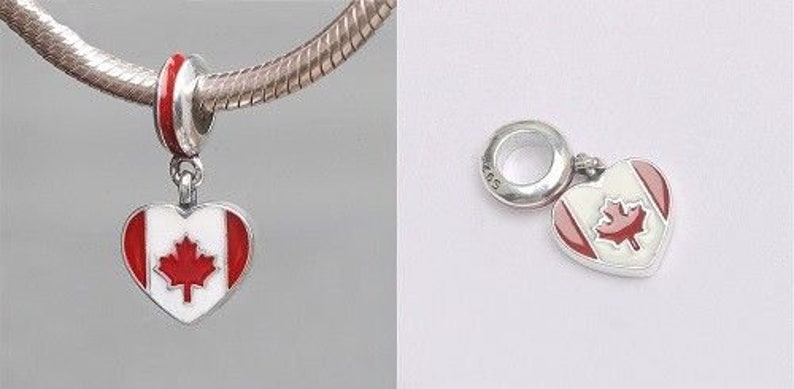 New Canada Heart Flag Charms 100% 925 Sterling Silver - Etsy