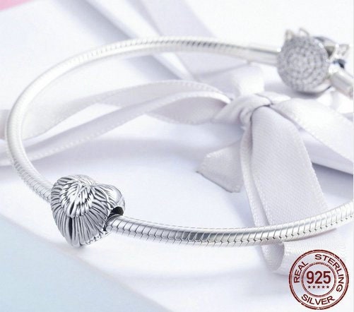 100% Genuine 925 Sterling Silver Angel Wings in Heart Shape | Etsy