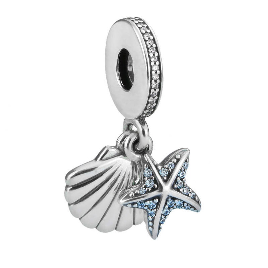 Tropical Starfish and Sea Shell Charms Beads With CZ Charms Beads 100% ...