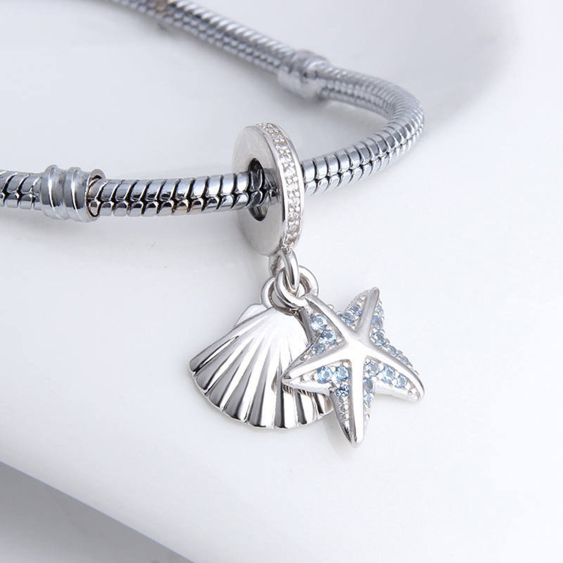 Tropical Starfish and Sea Shell Charms Beads With CZ Charms | Etsy