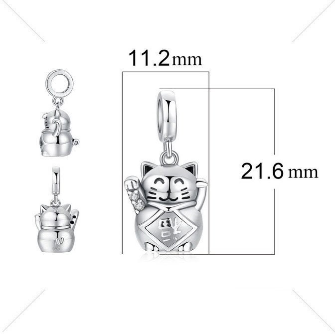 Luck Love Lucky Cat Charm Beads For Mother And Daughter 100% | Etsy