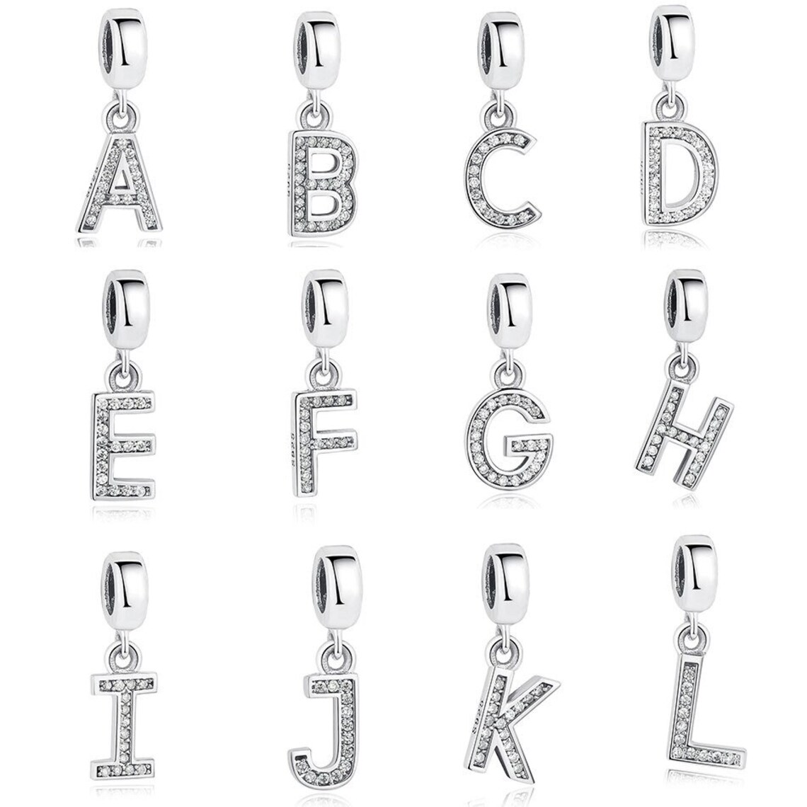 925 Sterling Silver Alphabet Letter Initial Pendant Charm Fit - Etsy