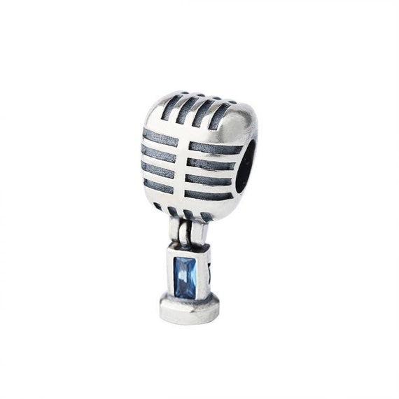 Old Style Microphone With CZ Beads Charms 100% 925 Sterling - Etsy