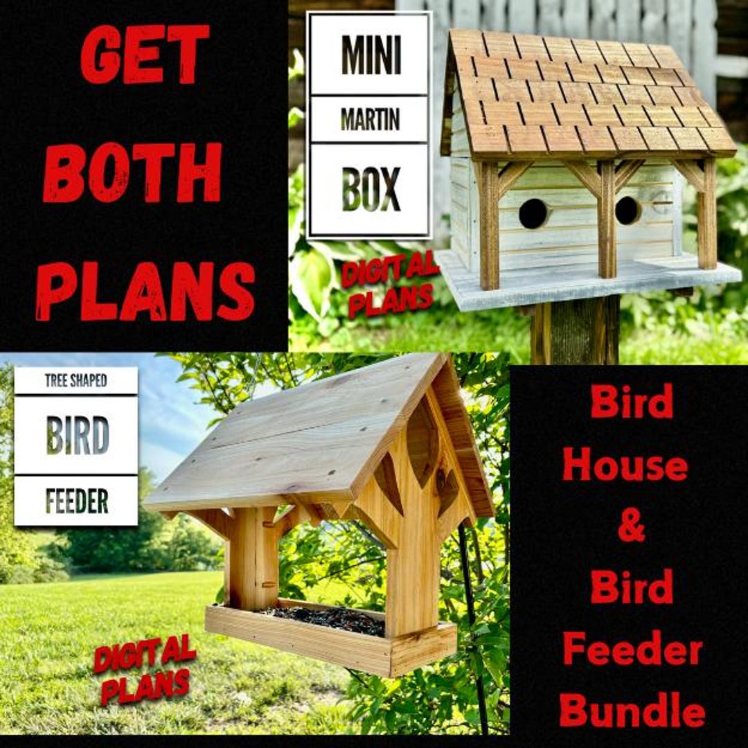 Mini Martin House Plans and Bird Feeder Plan Bundle, 2 Plans- Bird ...