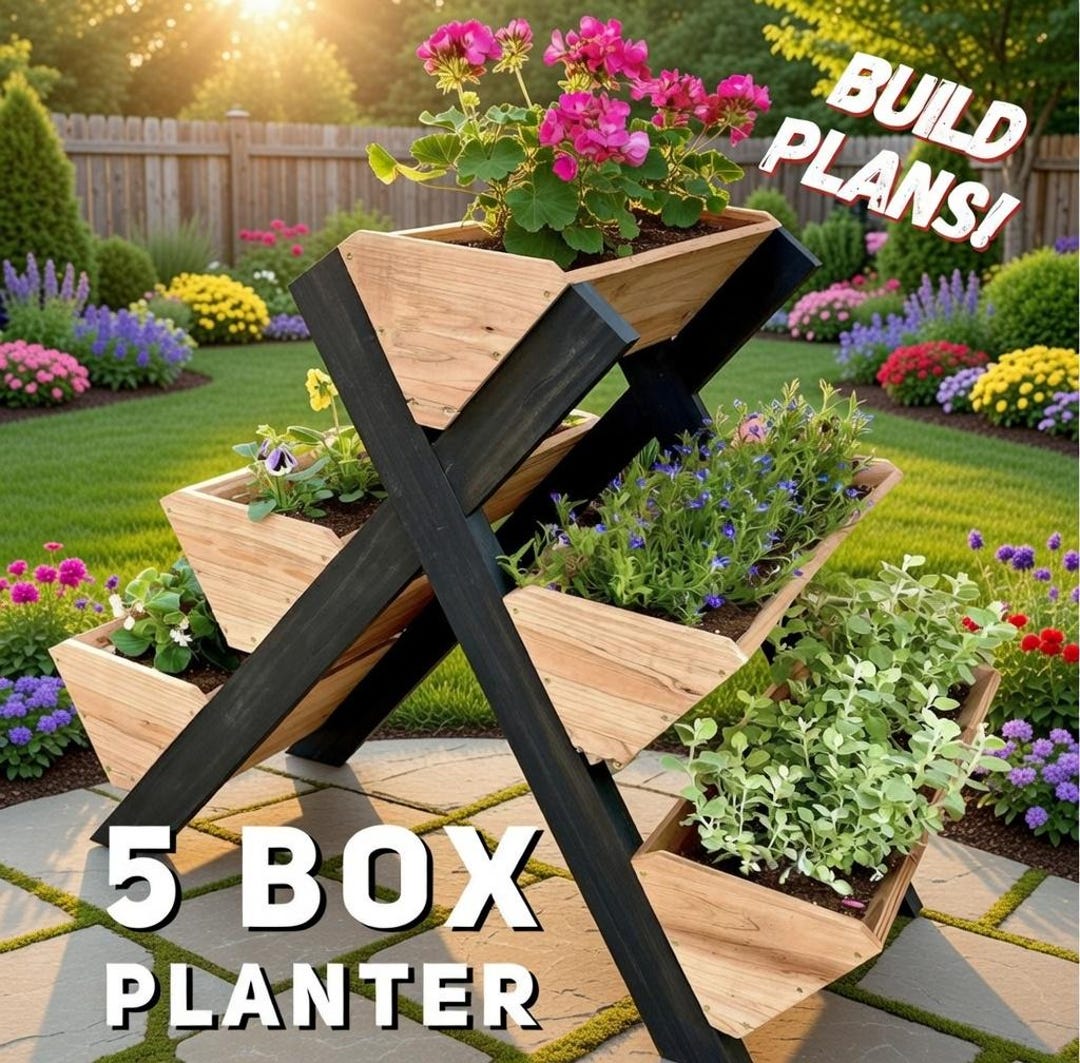 5 Box Tier Planter Digital Plans, Multi-tier Planter/ Herb Box Planter ...
