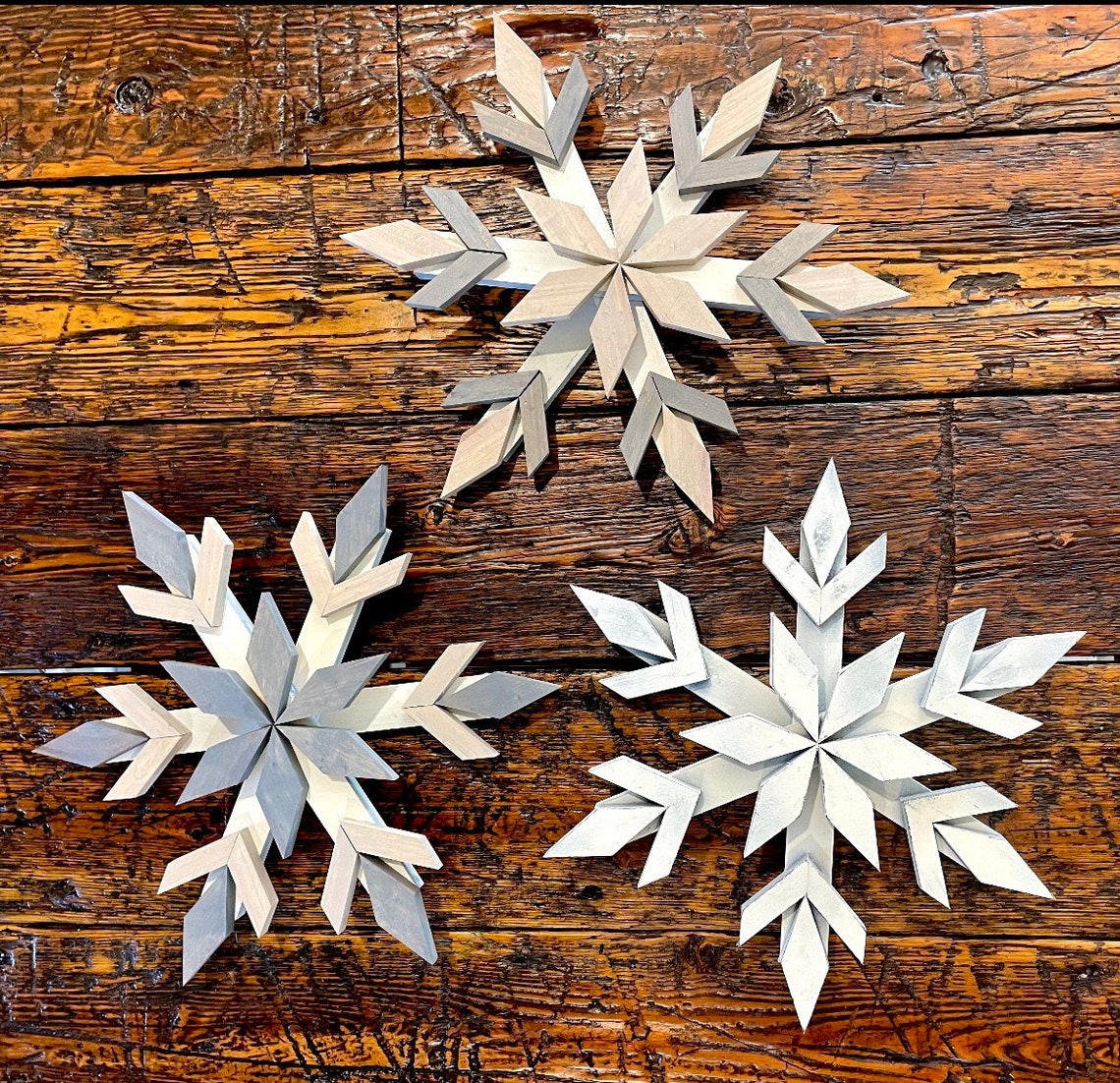 3 Large Snowflakes 16 From One Picket One Picket - Etsy