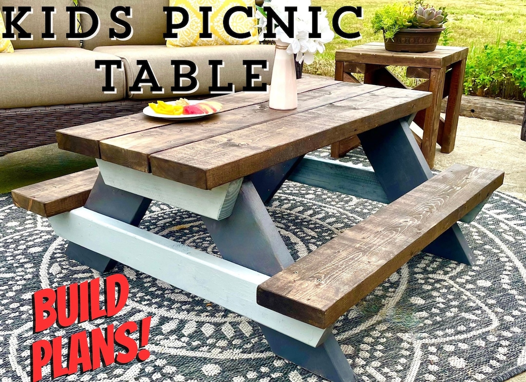 Kids Picnic Table Plan, Small Picnic Table Plan, Child Table Plan ...
