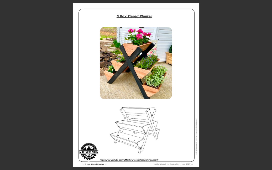 5 Box Tier Planter Plans Multi-tier Planter Fence Picket - Etsy Canada