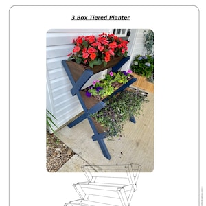3 Tier Single Sided Planter Plans, Multi-tier Planter, Fence Picket ...