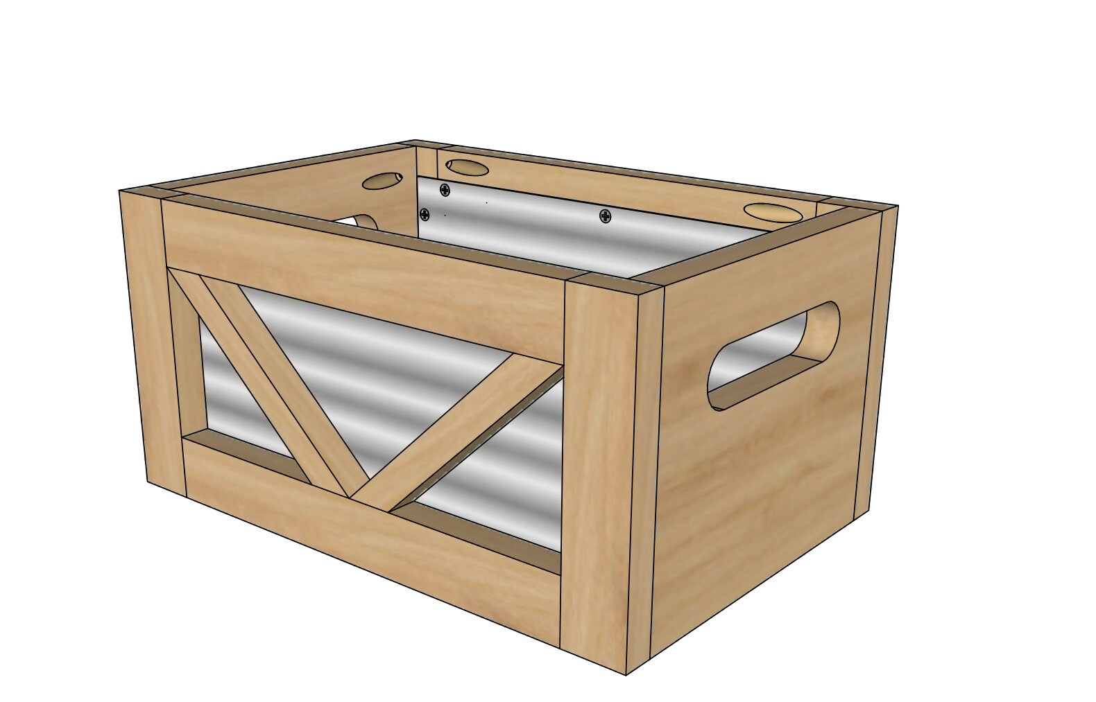 Small Metal Side Crate Plan, Crate Plan, DIY Crate Plan, Woodworking ...
