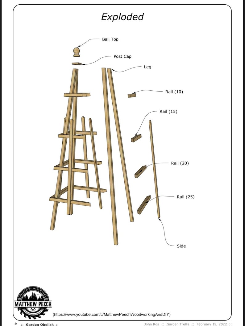 Garden Obelisk Plans / Garden Trellis Plan / Garden Plans / Woodworking ...