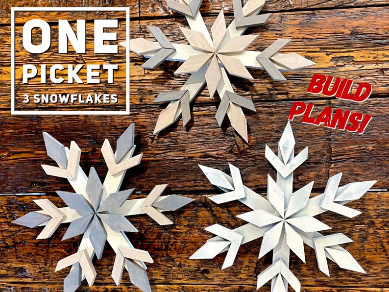 3 Large Snowflakes 16 From One Picket One Picket - Etsy