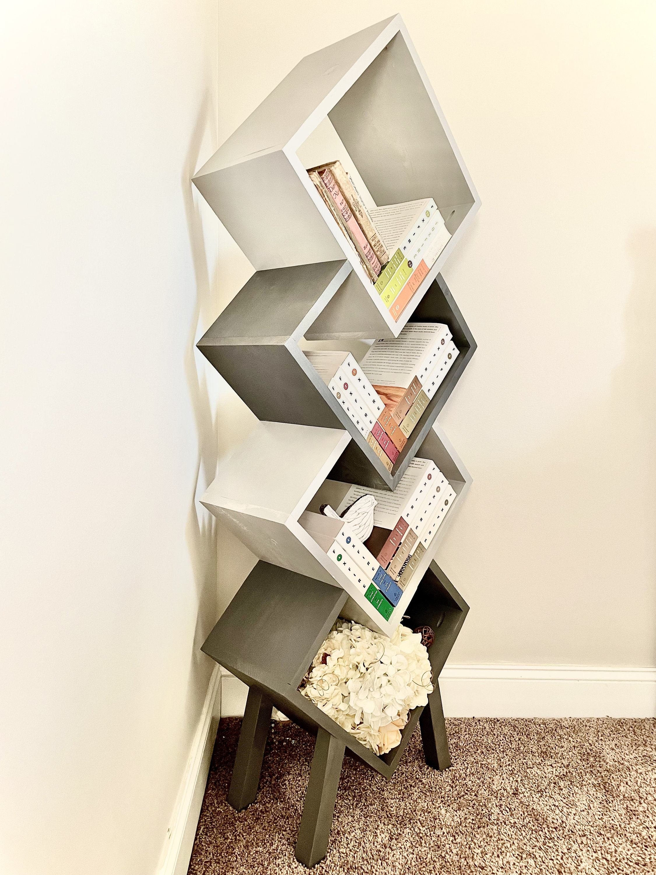 Geometric Bookshelf Plans, 4 Tier Bookshelf Plans, DIY Bookshelf Plans ...