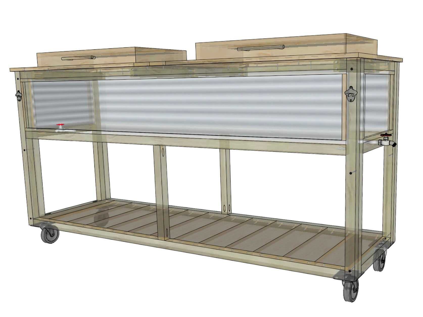 Metal Side Double Cooler Stand Plans, Patio Cooler Stand, Deck Cooler ...