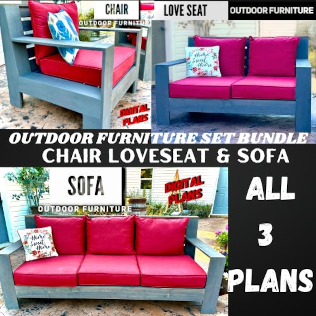 3 Plan Bundle! Sofa, Loveseat, and Chair Plans. Chairchunky Outdoor ...