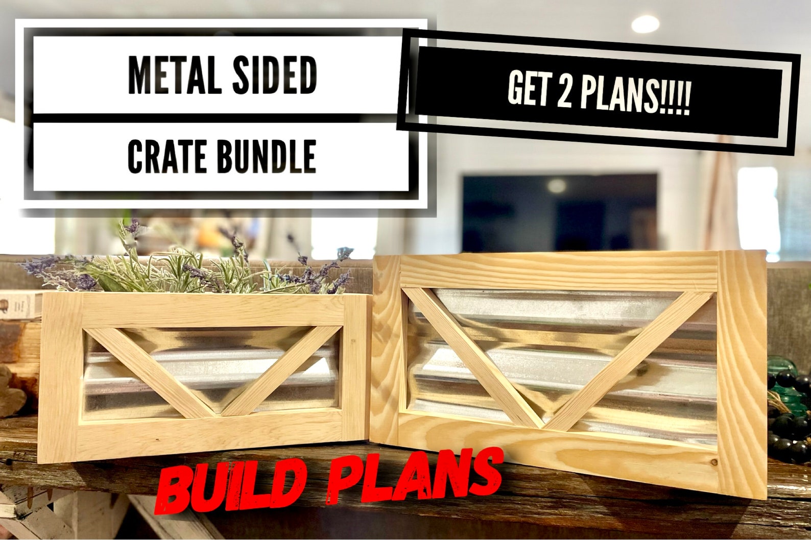 Large and Small Metal Sided Crate Bundle Plans, DIY Metal and Wooden ...