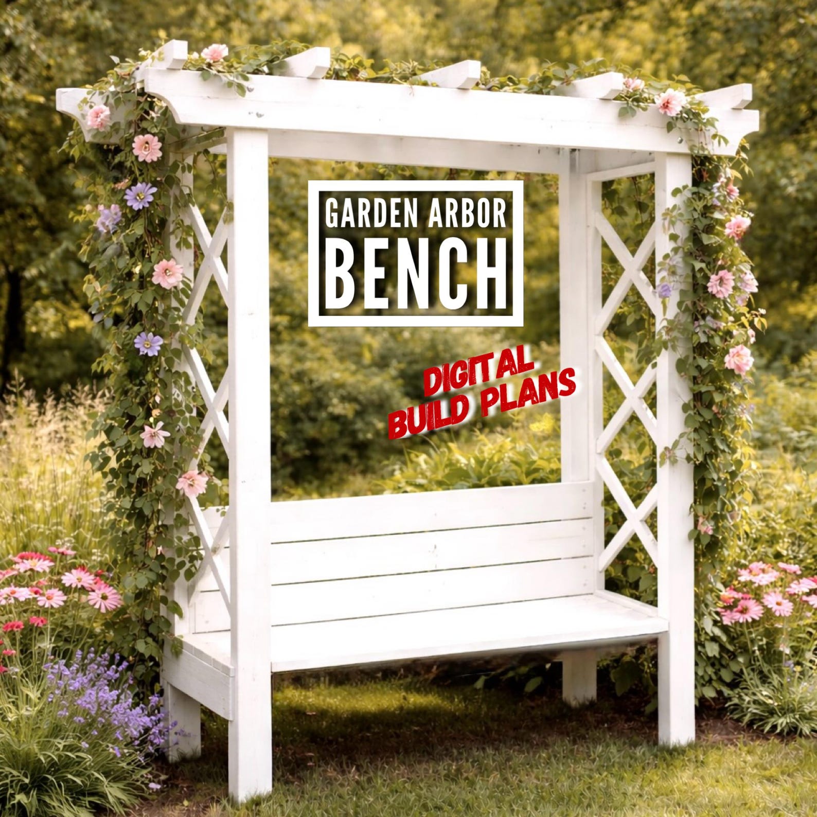 Garden Arbor Bench Digital Plans, Digital Plan for Garden Arbor Bench ...