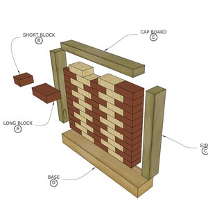 Block Wall Game, Wooden Game, DIY Block Game, Stacking Game, Topple ...
