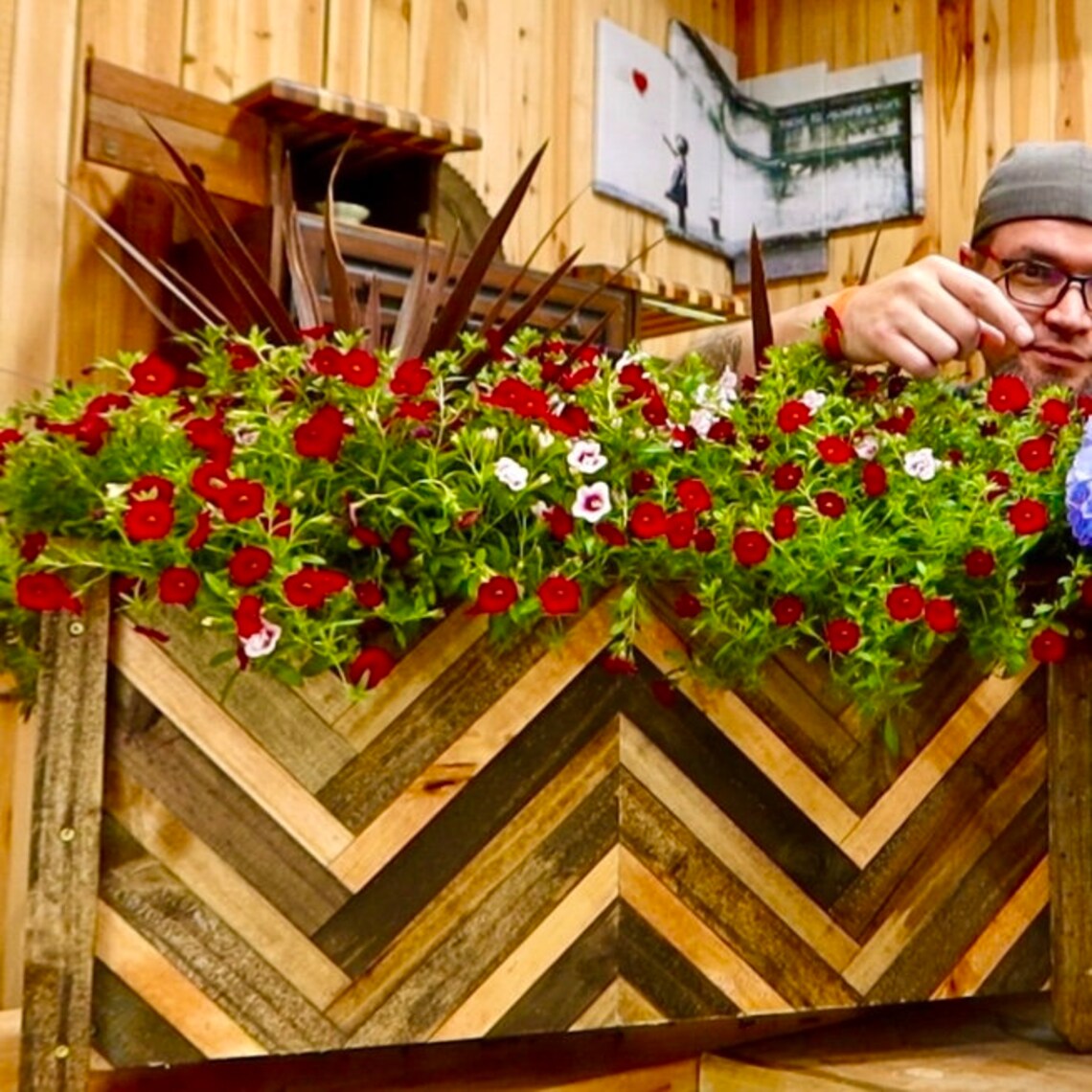 Wide Herringbone Picket Planter Plans Fence Picket Planter - Etsy