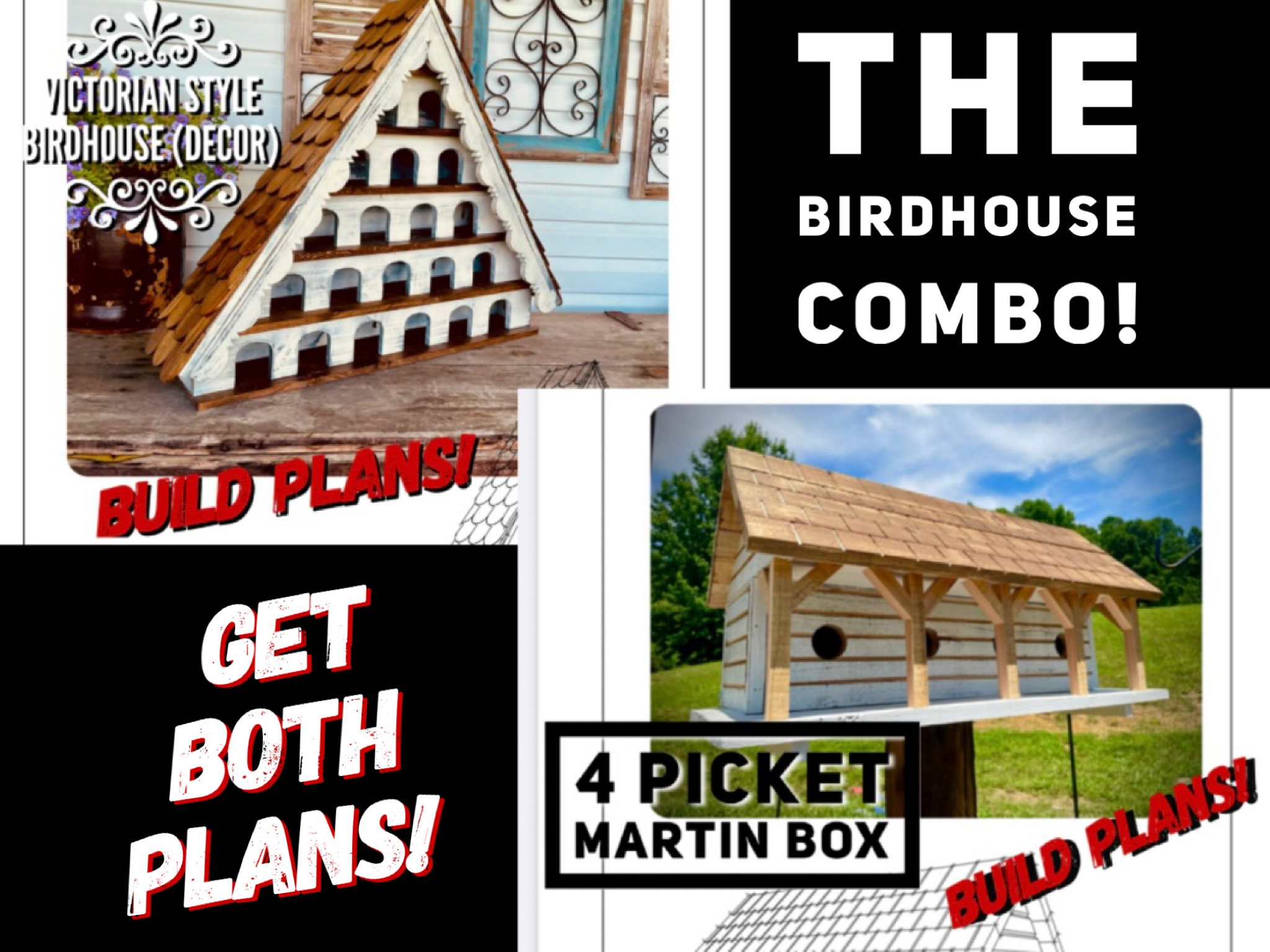 4 Picket Martin Box and Victorian Birdhouse Plan Combo — Matthew Peech ...