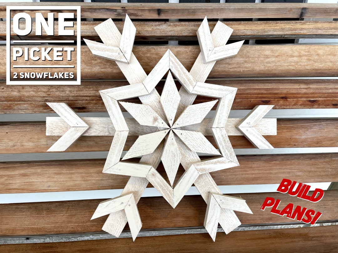 2 Large Snowflakes (16") From One Picket, One Picket Snowflakes, Christmas Snowflake Build Plans ...