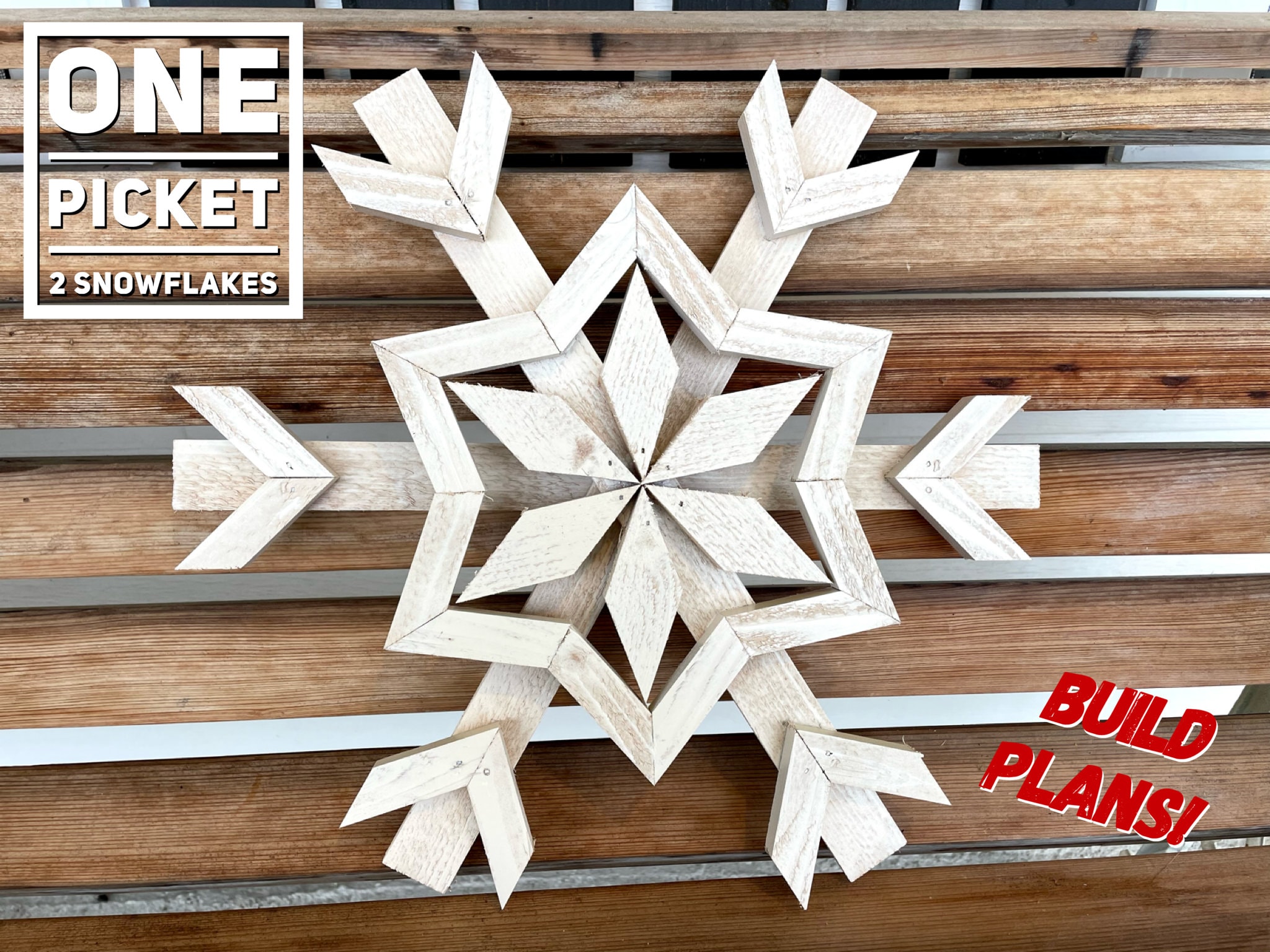 2 Large Snowflakes 16 From One Picket One Picket - Etsy