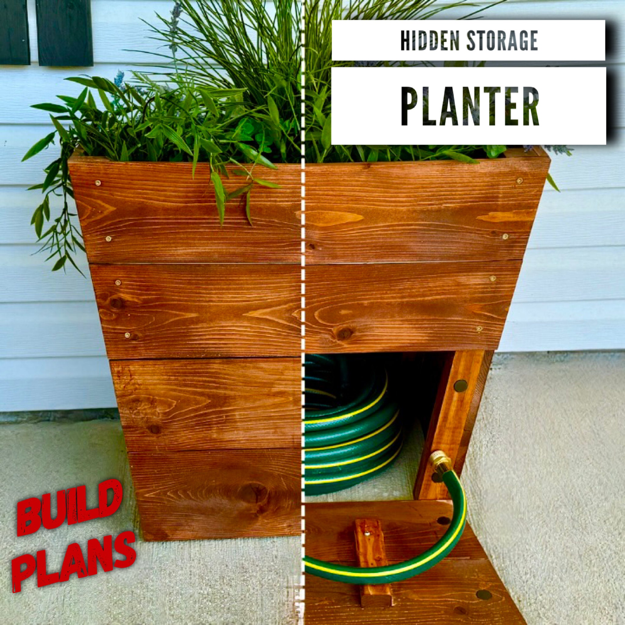Hidden Storage Planter Plans, Hidden Compartment Planter Plans, DIY ...