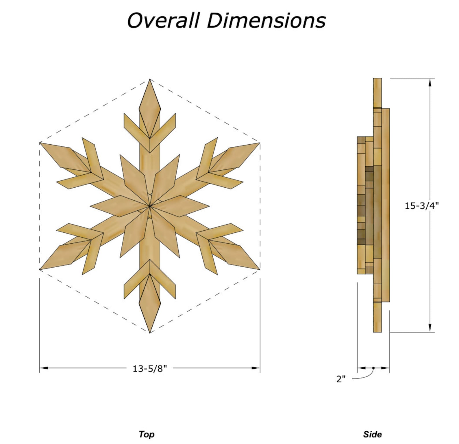 3 Large Snowflakes 16 From One Picket, One Picket Snowflakes, Christmas ...