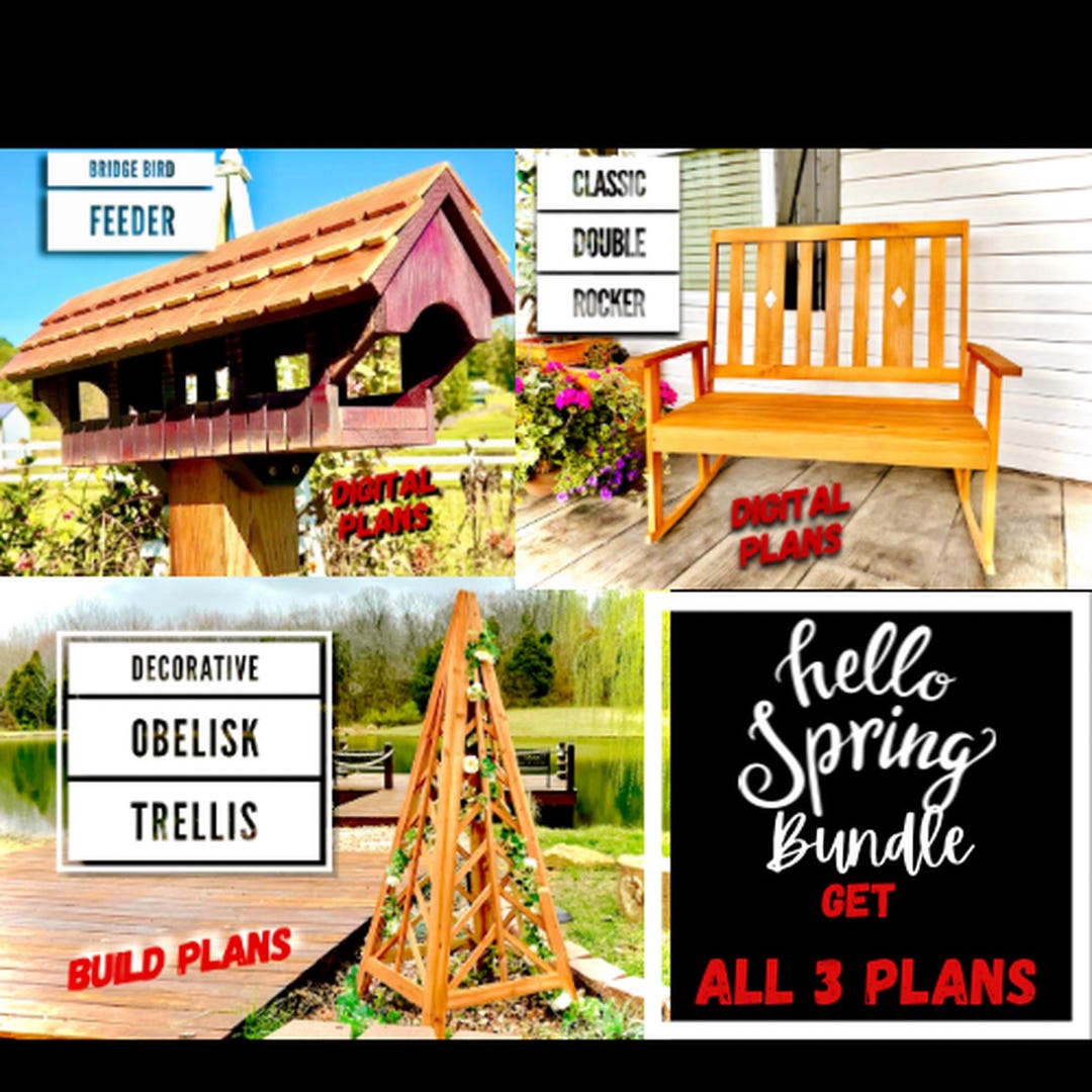 Hello Spring Bundle, Rocker Decorative Obelisk & Covered Bridge Bird ...