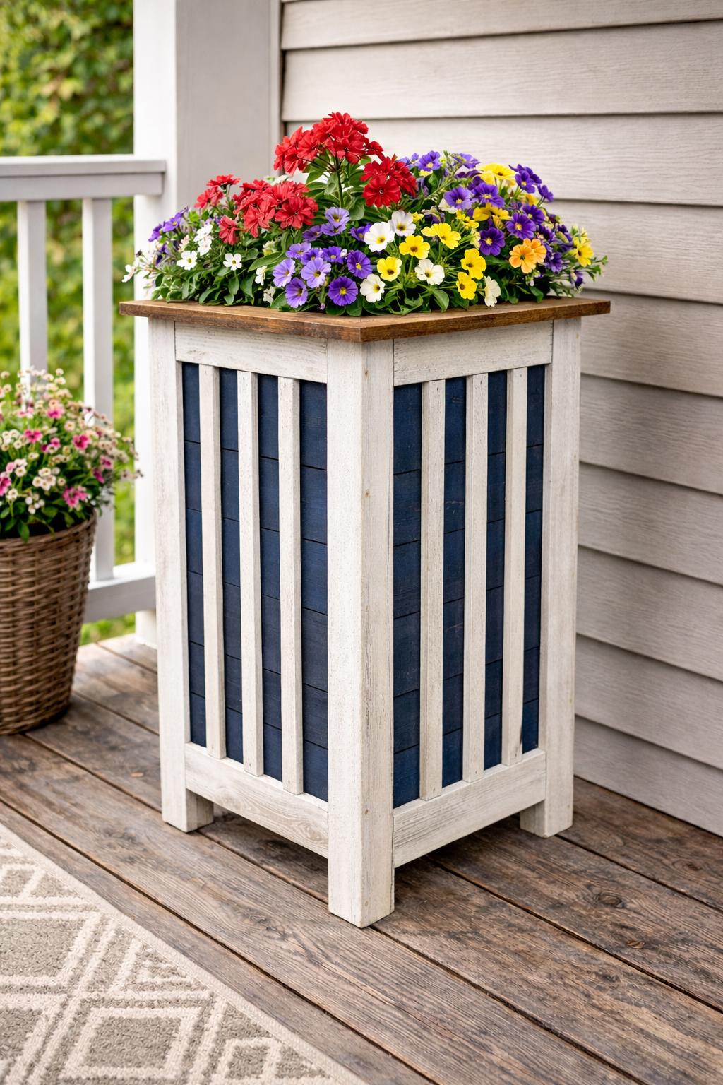 Modern Vertical Slatted Planter DIGITAL Plans, Modern Tall Planter ...