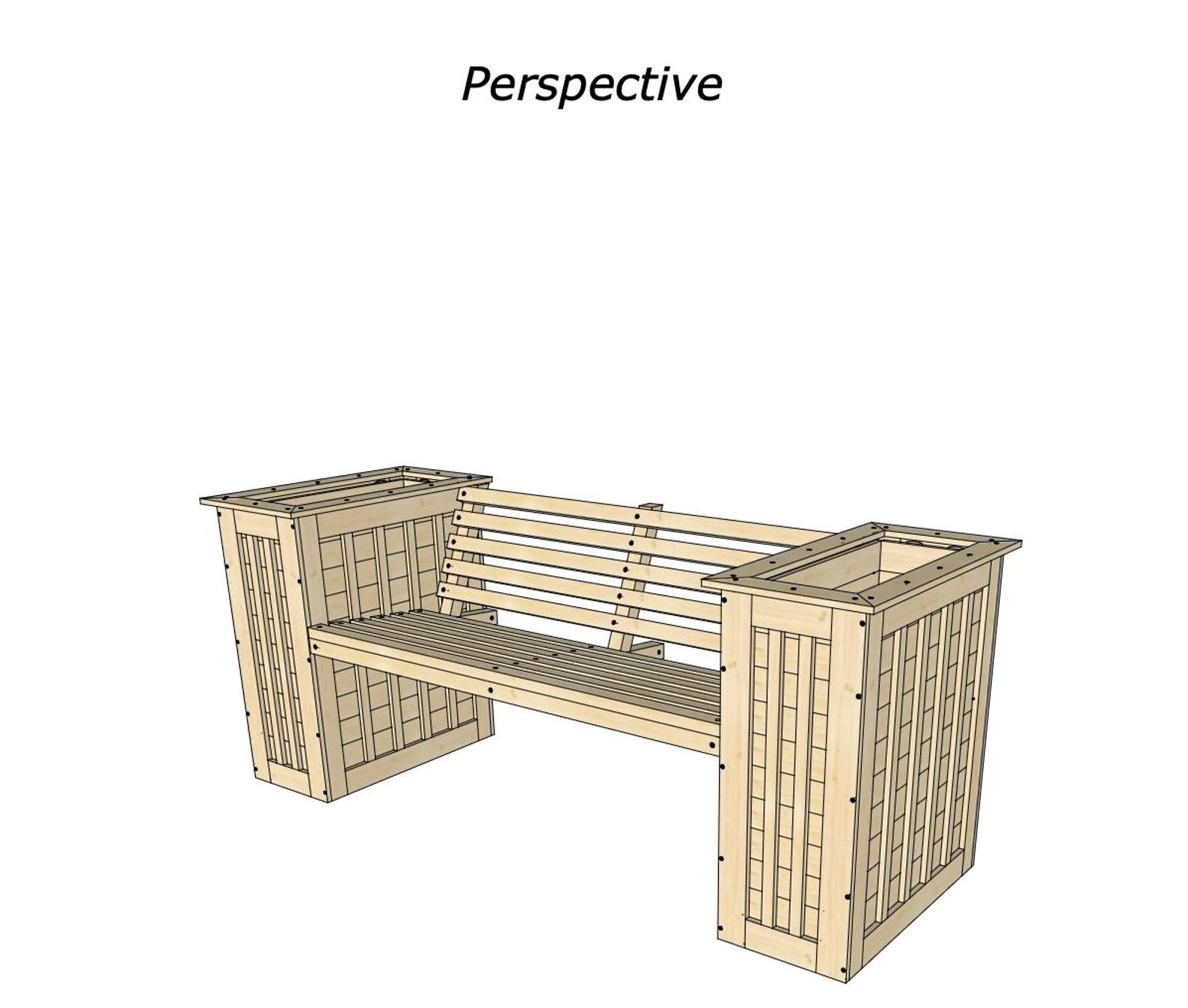 Modern Planter Bench Digital Plans, Bench With 2 Planters Digital Plans ...