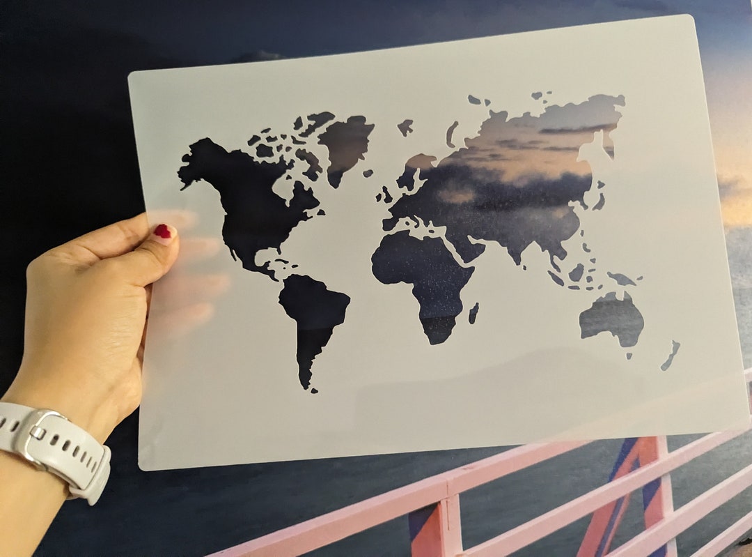World Map Stencil - Etsy