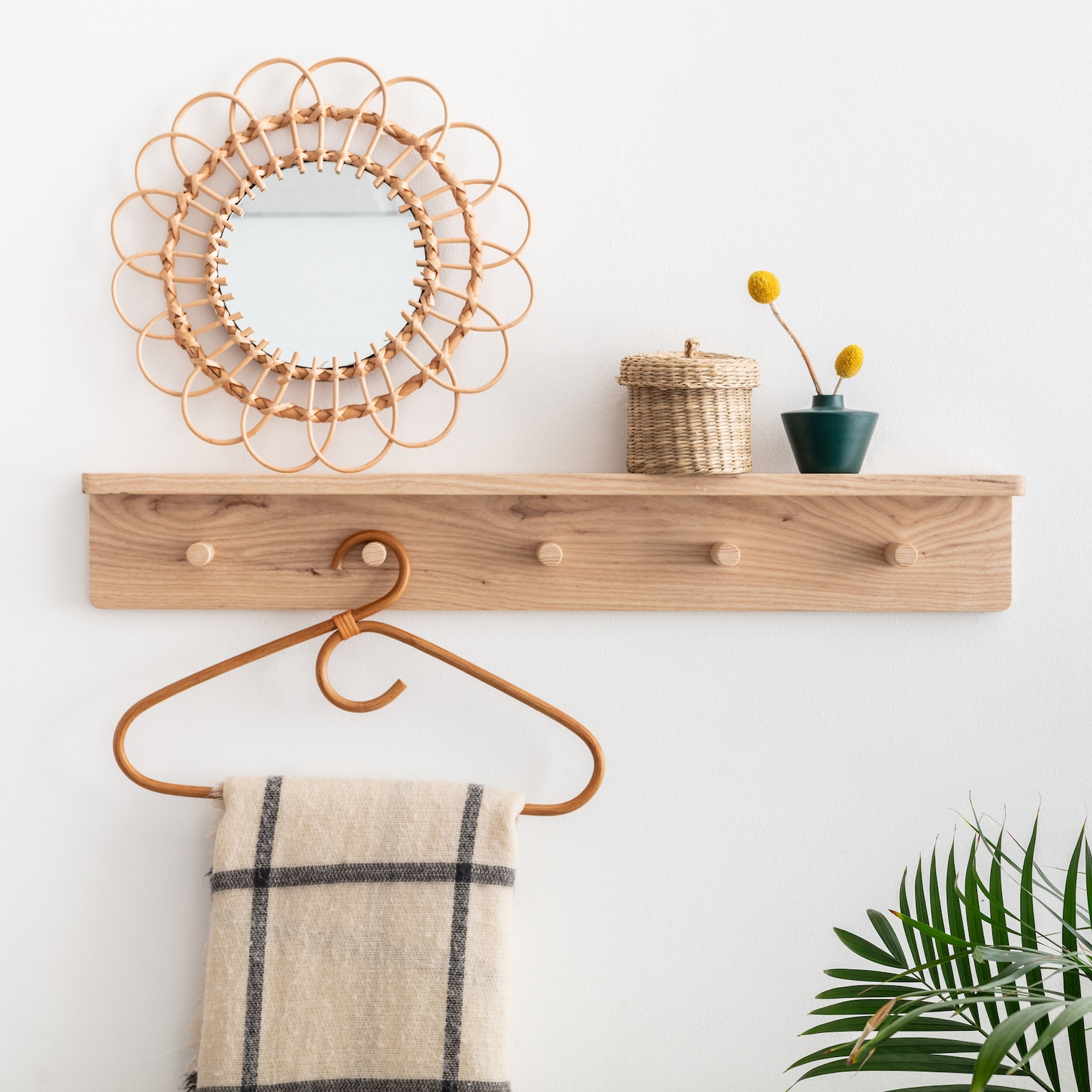 Solid Ash Peg Rail With Shelf - Wooden Peg Rack With Shelf - Wall ...