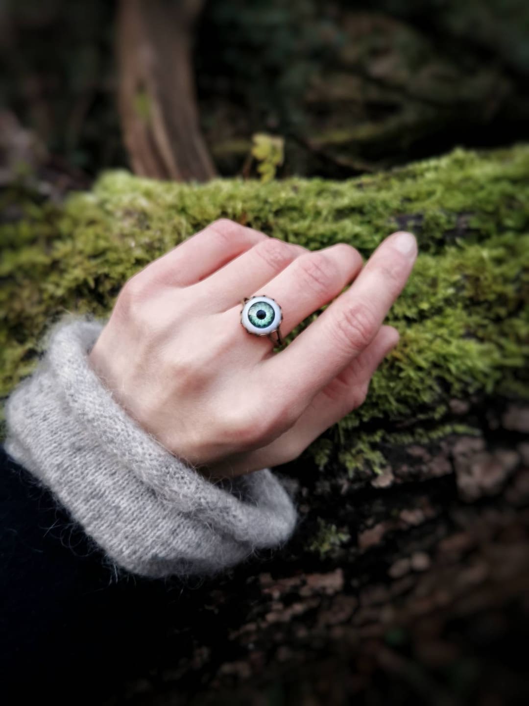 Green Eye Ring, Doll Eye Ring, Protective Talisman, Evil Eye, Boho Ring ...