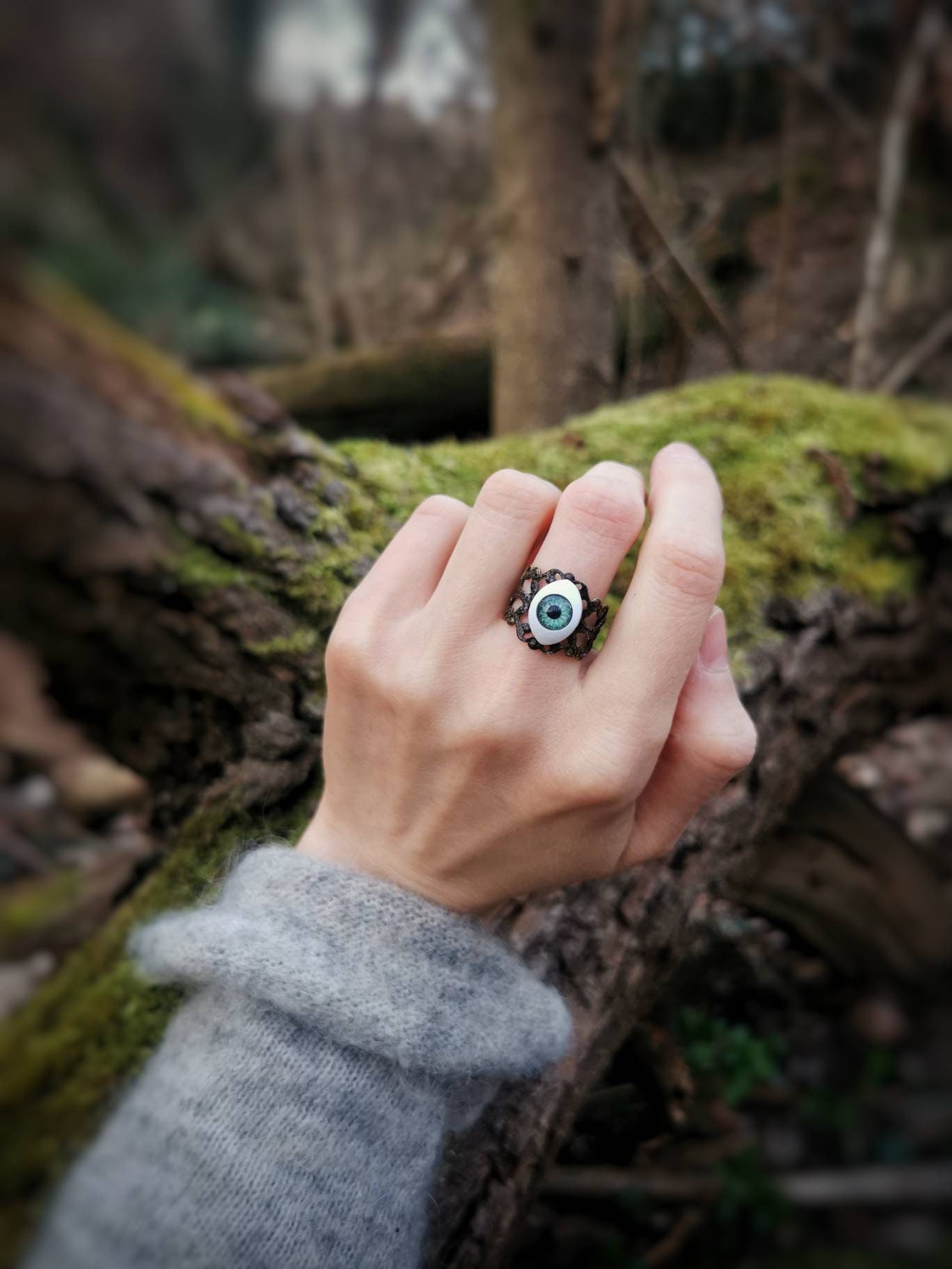 Vintage Green Eye Ring Protective Talisman Modern Evil Eye | Etsy