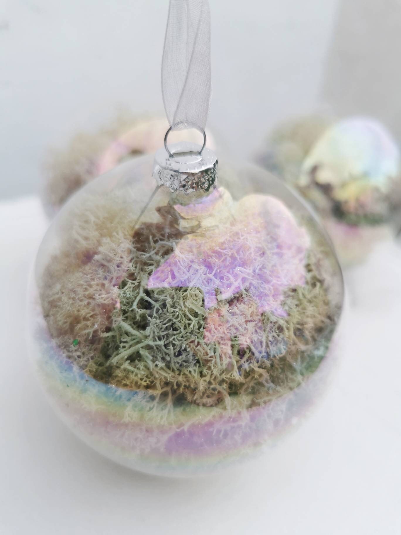 Organic Glass Bauble With Natural Decoration Christmas - Etsy